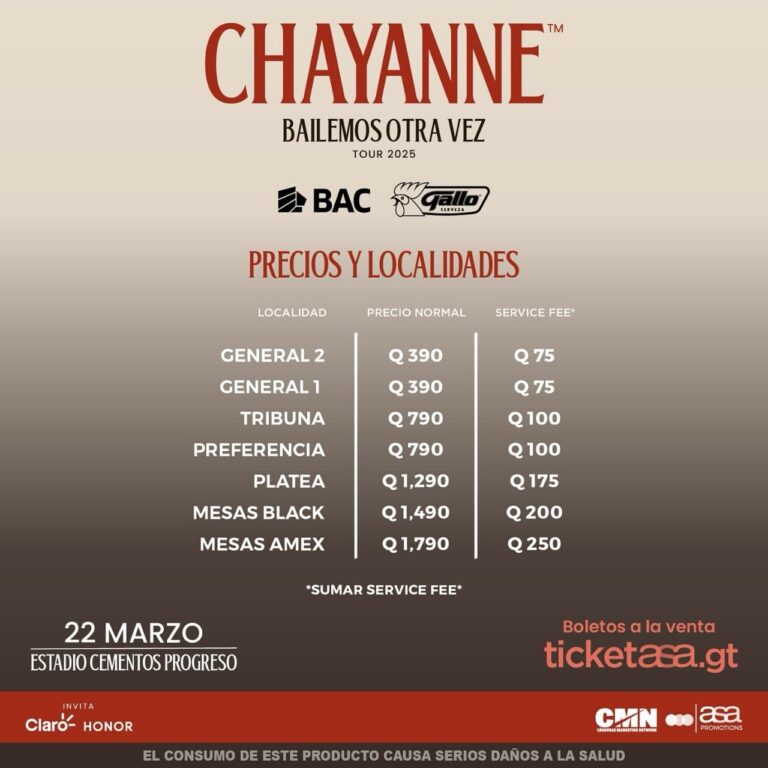 Estos son los precios y localidades para el concierto de Chayane en Guatemala | guategram